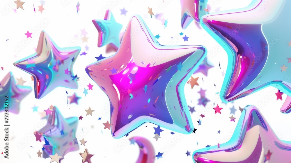 The holographic stars of the Y2K future are isolated on a white ...