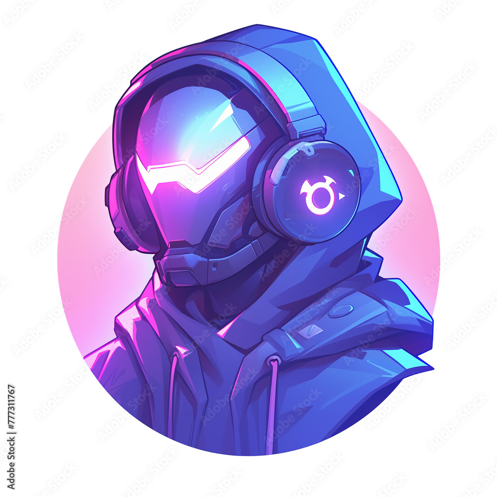 hacker cyberpunk profile icon cyber hooded transparent white background ...