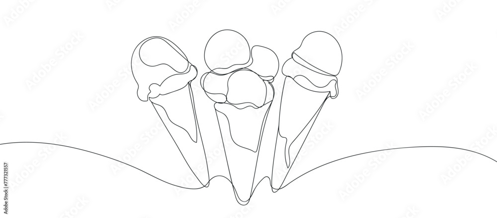 Vetor de Ice cream continuous line drawing. One line Ice cream in ...