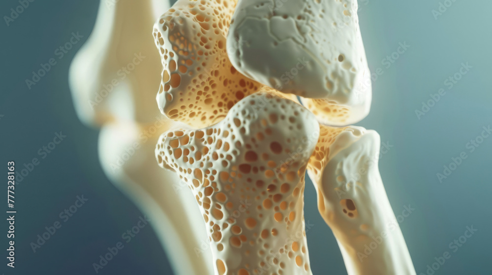 Detailed 3D rendering of the human femur, highlighting bone density and ...