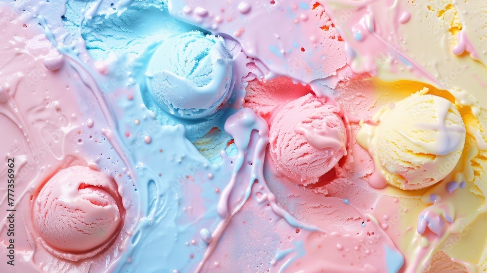 rainbow colored ice cream background, colorful ice creams, ice ...