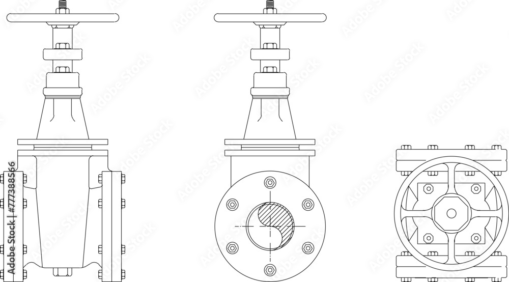 vector design sketch illustration, technical drawing of iron pipe ...