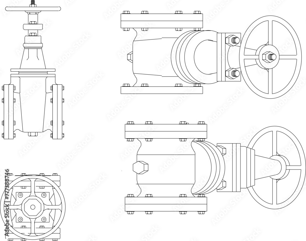 vector design sketch illustration, technical drawing of iron pipe ...