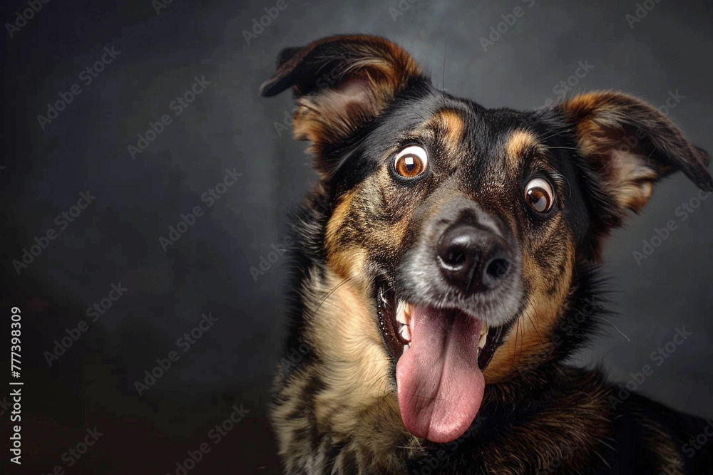 An image of an embarrassed dog with its tongue outstretched and looking ...