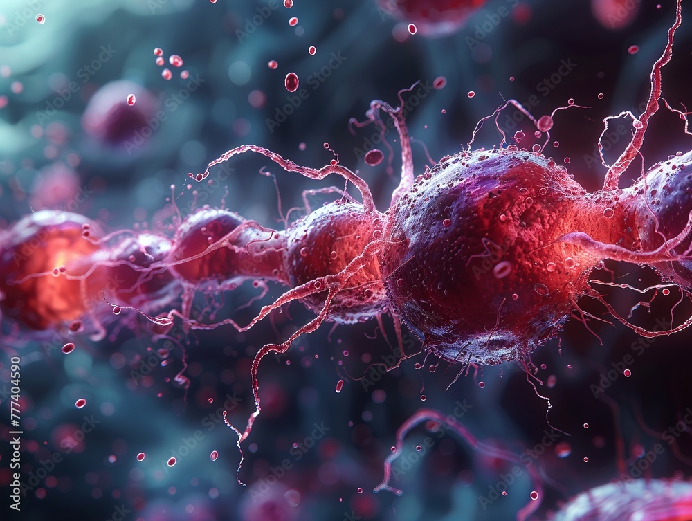 A portrayal of platelets in the clot retraction process, visualized as ...