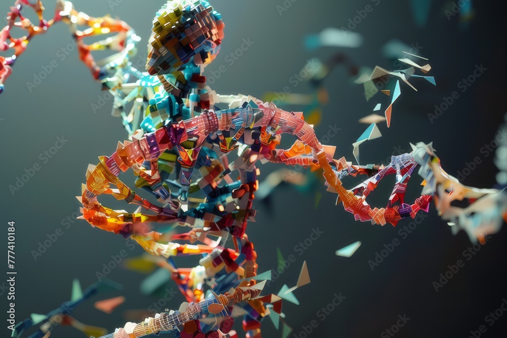 The complex world of DNA shows the dance of nucleotides as they weave ...