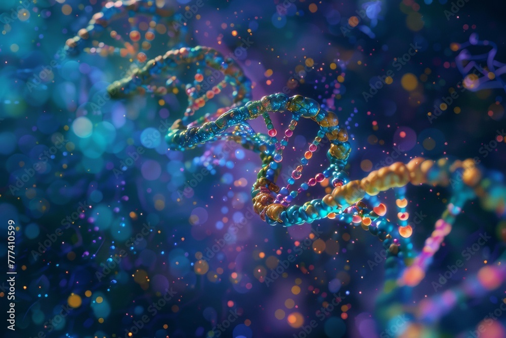 The complex world of DNA shows the dance of nucleotides as they weave ...