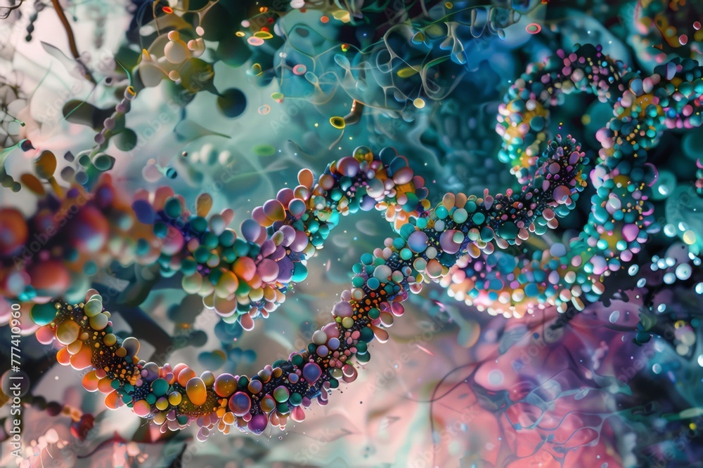 The complex world of DNA shows the dance of nucleotides as they weave ...