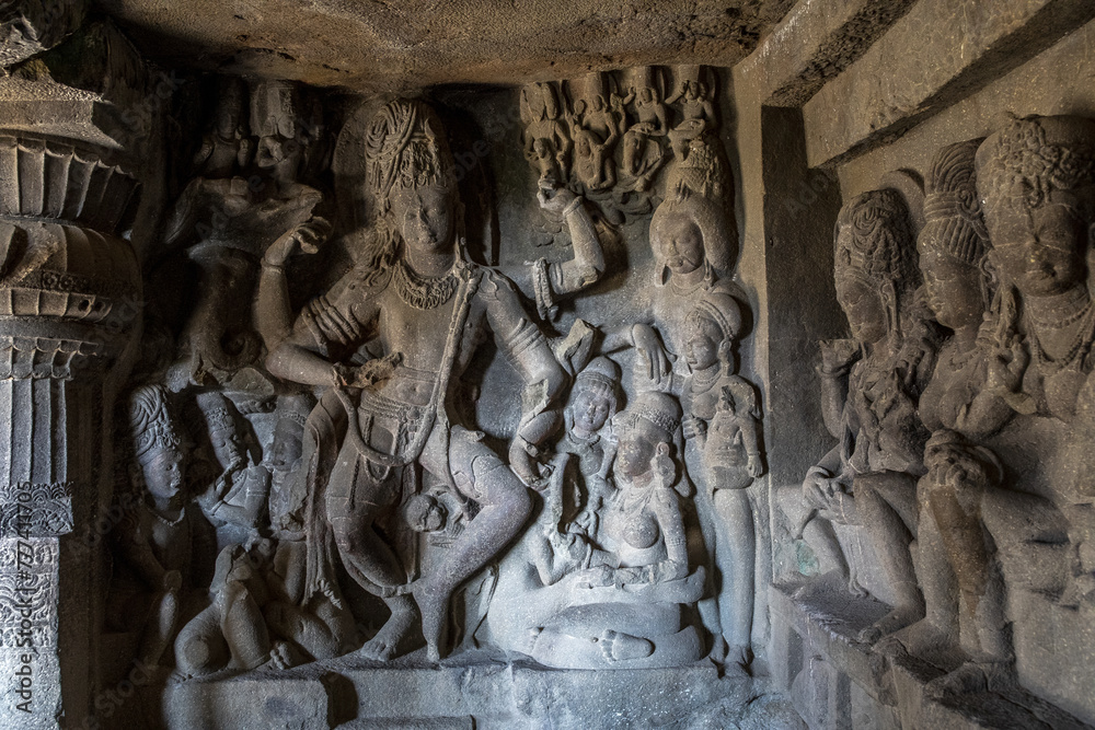 Ellora caves, a UNESCO World Heritage Site in Maharashtra, India. Cave ...