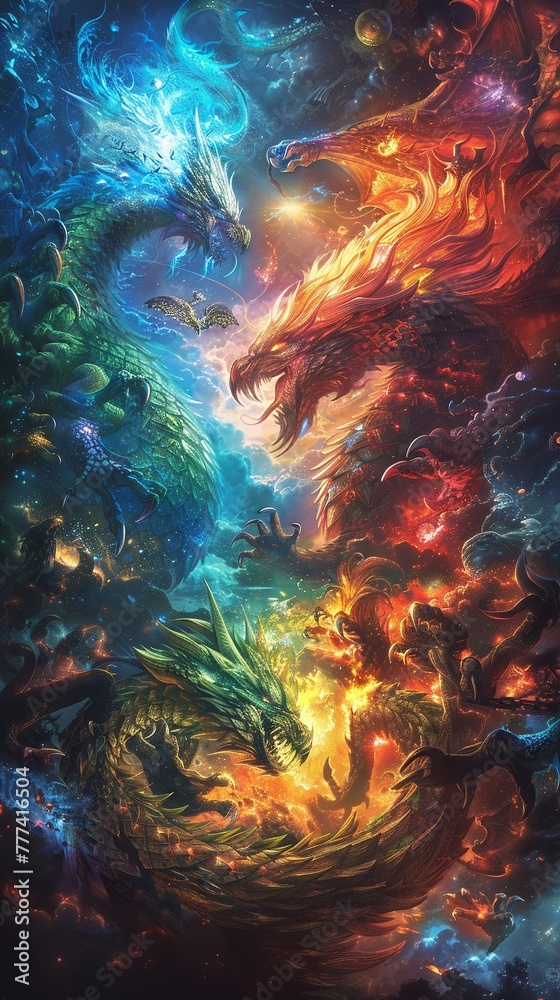 Create a striking image blending iconic mythological creatures from ...