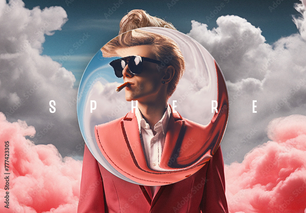 Sphere Glass Distortion Photo Effect Mockup Stock Template | Adobe Stock