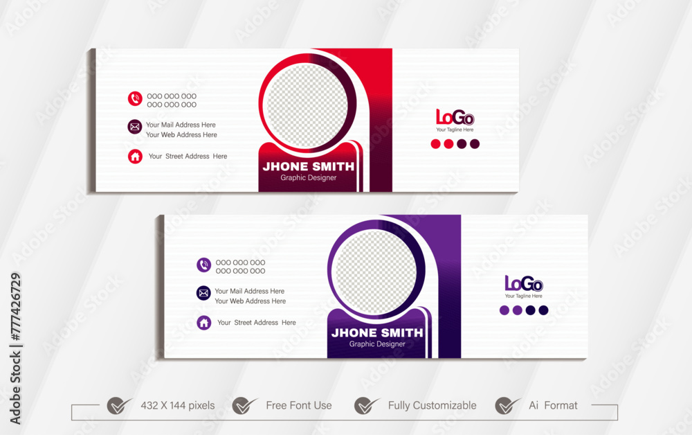 Email signature or email footer and personal social media Facebook ...