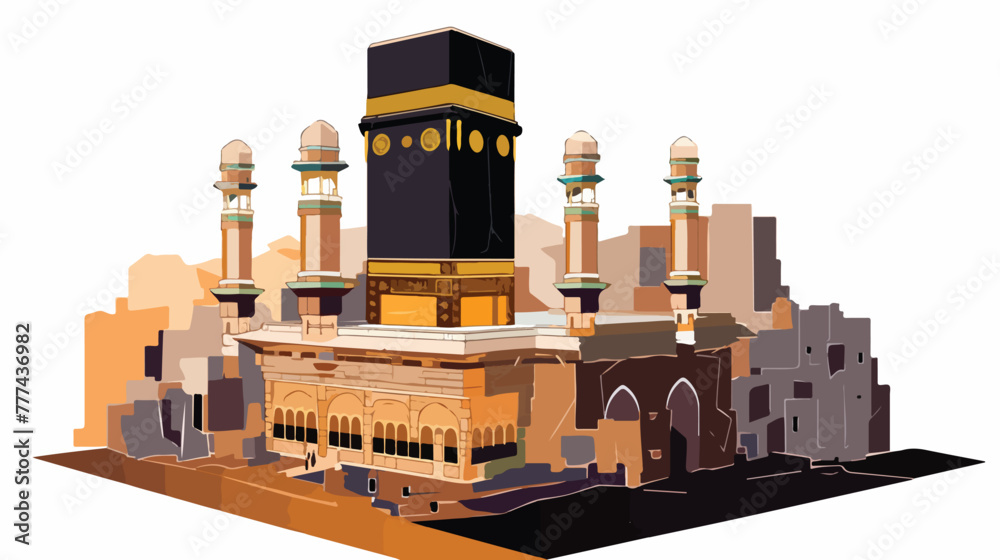 Mecca Kaaba 2d flat cartoon vactor illustration iso vector de Stock ...