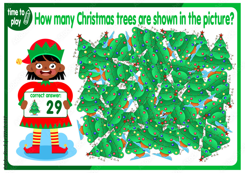 Count how many Christmas trees are hidden in the picture. How many ...