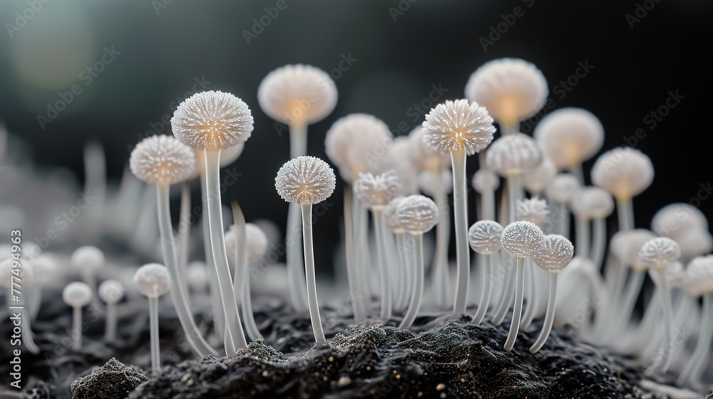Aspergillus fumigatus under the microscope. A species of higher mold ...