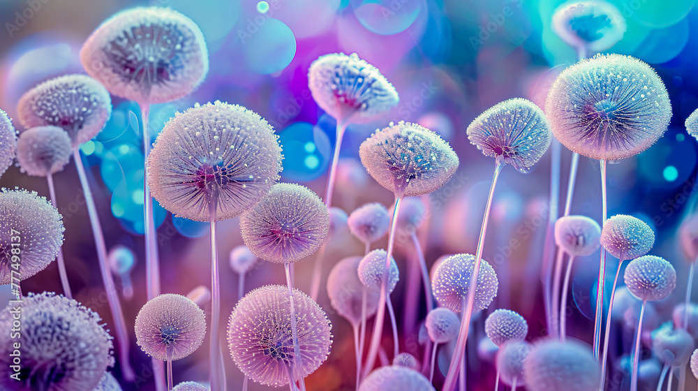 Aspergillus fumigatus under the microscope. A species of higher mold ...