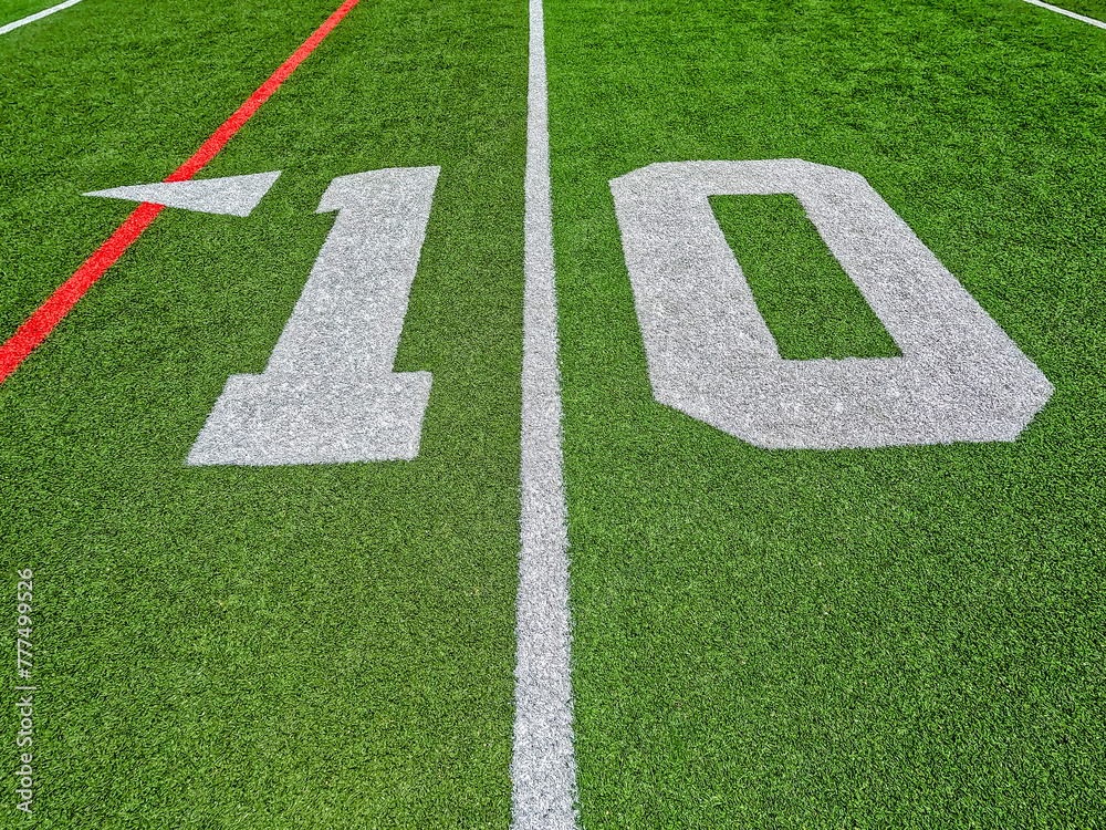 Football Field Turf. Bright green turf football field with white ...