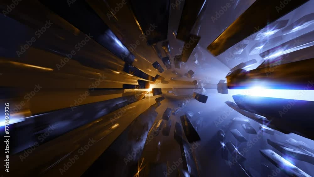 Seamless loop sci-fi flight through hi-tech technology cyberspace ...