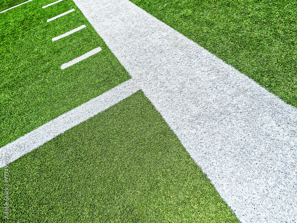 Football Field Turf. Bright green turf football field with white ...