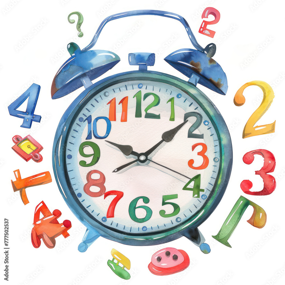 Ilustração do Stock: An illustration of a watercolor clock with movable ...