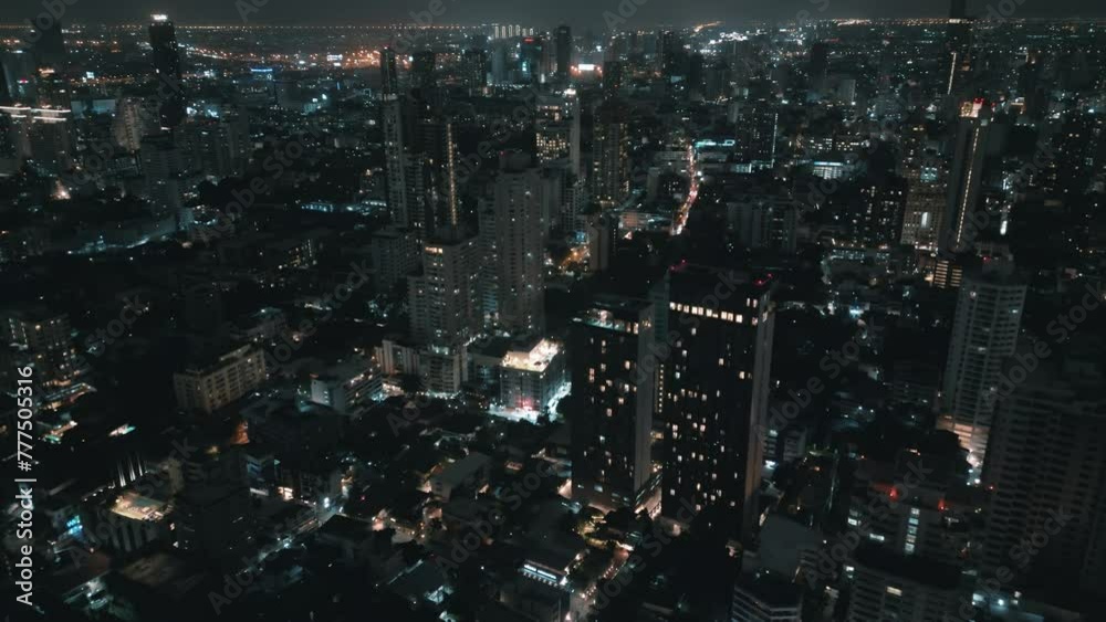 Cinematic metropolis city during night time. Downtown streets ...