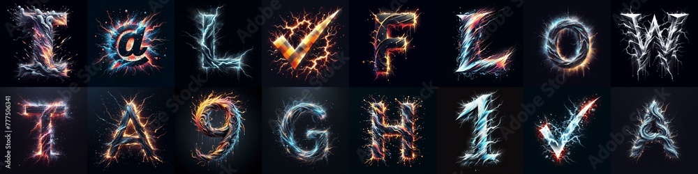 lightning and bolts lettering. AI generated illustration Stock ...