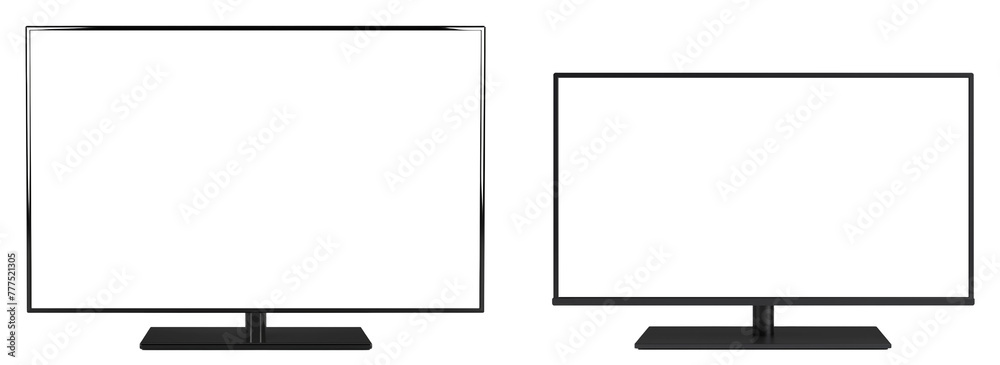 Desktop computer screen mockup isolated cutout object with shadow on ...