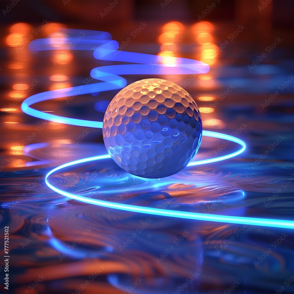 Golf Ball Suspended in Ethereal Glow - Futuristic Visualized Trajectory ...