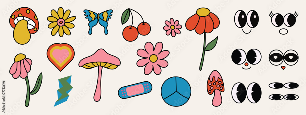 Poster Set of 70s groovy comic vector – Wall Art | UkPosters