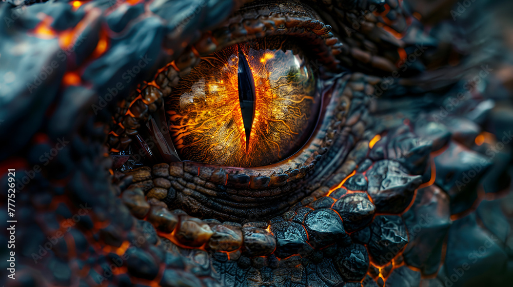 a close up of a dragon's eye, fantasy art illustration, dragon eye with ...