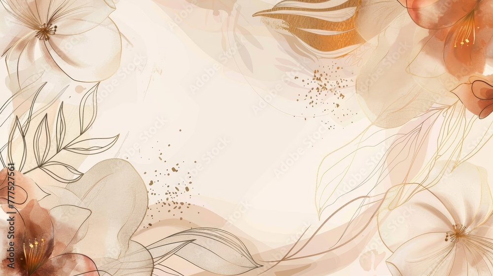 Elegant wedding invitation card background modern design with gold line ...