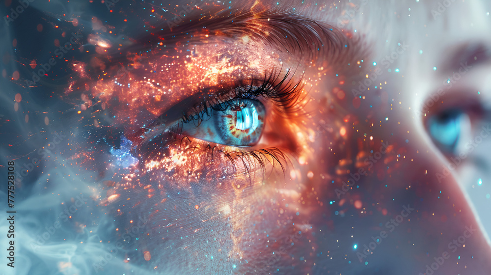 A macro photography closeup of a human bodys blue iris with long ...