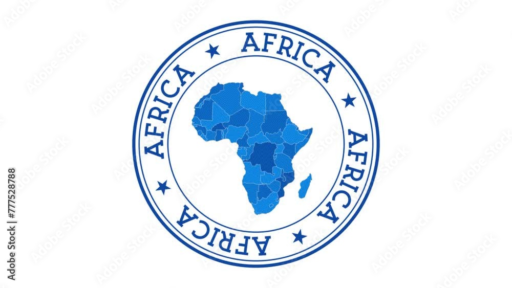Africa intro. Badge with the circular name and map of continent. Africa ...