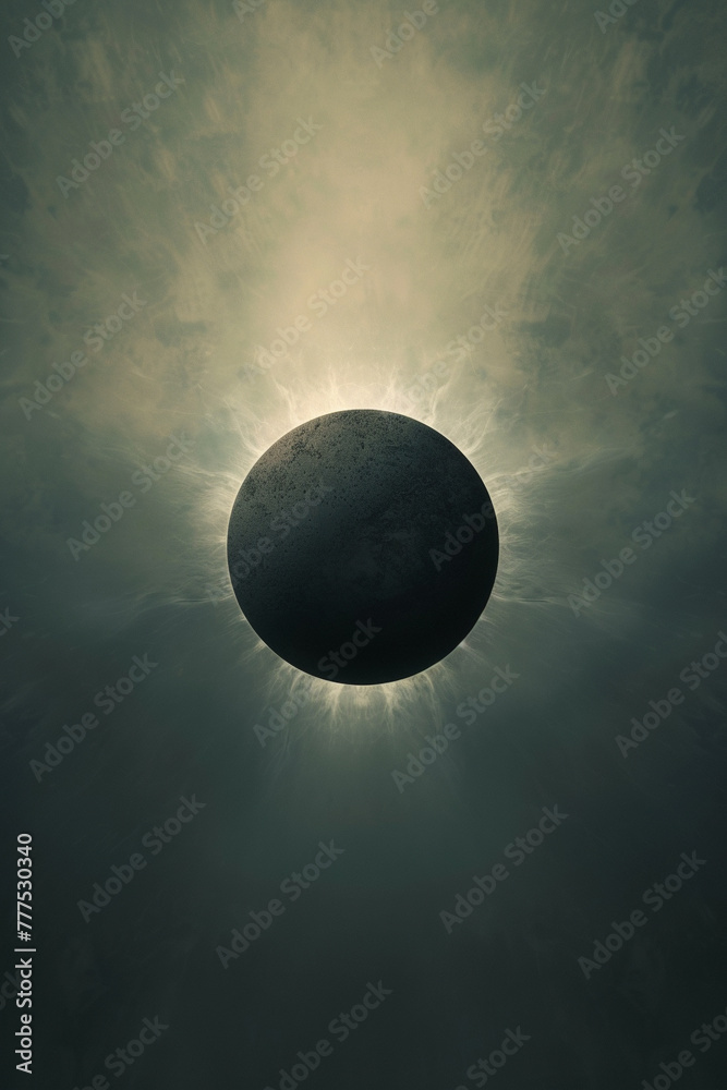 Abstract depiction of an eclipse, combining stark contrasts between ...