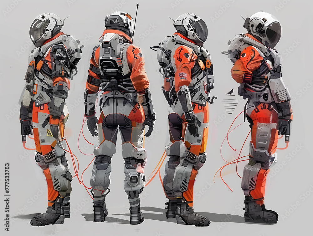 Character sheet concept image for a futuristic knight, with detailed ...