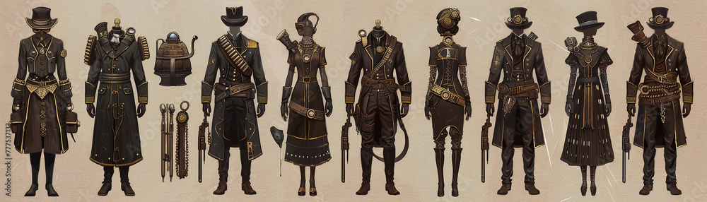 Character sheet concept image for a steampunk magician, featuring ...