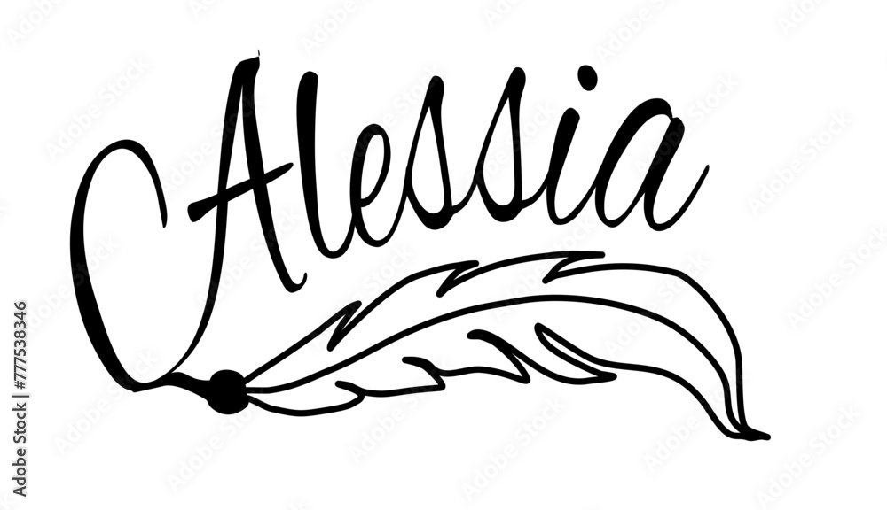 Alessia - black color - name written - Word with feather for websites ...