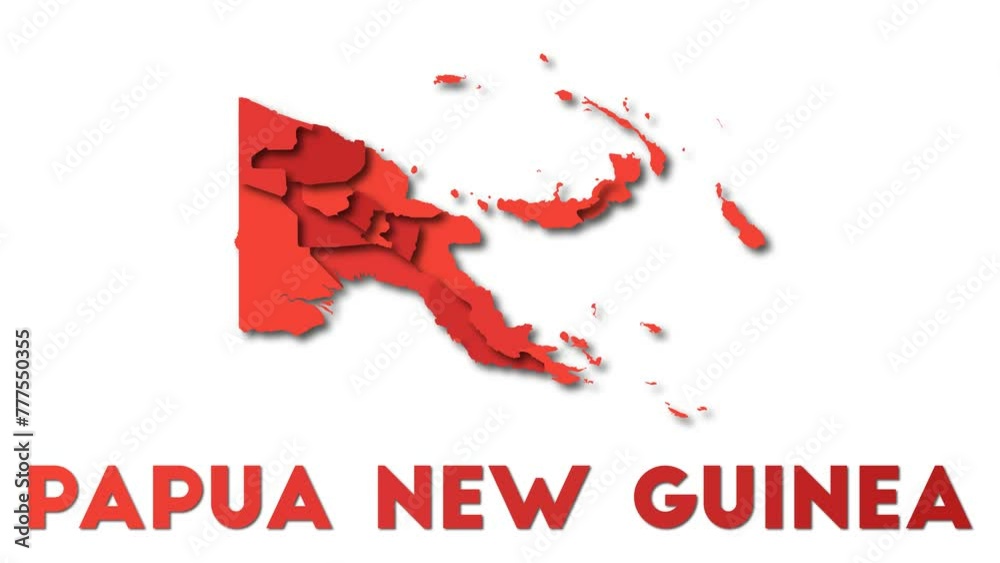 Papua New Guinea map showing regions. Animated country map with title ...