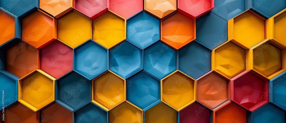 Create a hexagonal die-cut design that symbolizes unity and connection ...