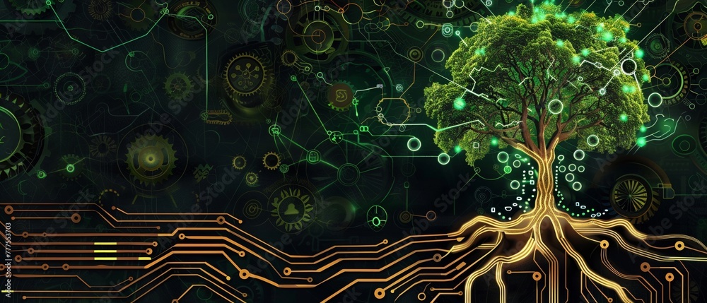 growth into a dynamic visual Show a tree with roots symbolizing growth ...