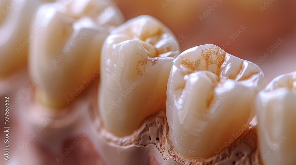 Explore the intricate decay process as vibrant colors depict enamel ...