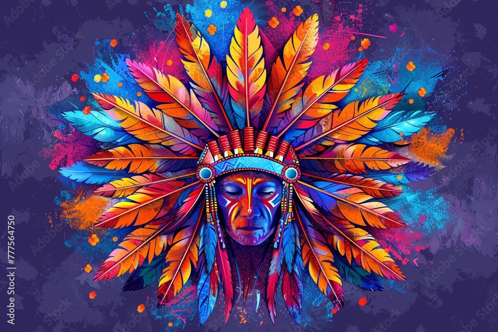 Colorful and detailed cartoon of a Native American chiefs headdress ...