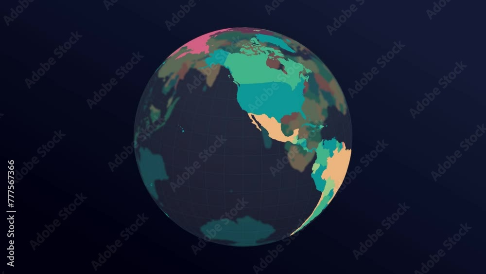 The globe with world map. Dark translucent earth planet in teal and ...