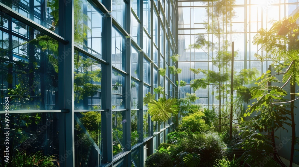 Eco-friendly and sustainable modern factory building in the industrial ...