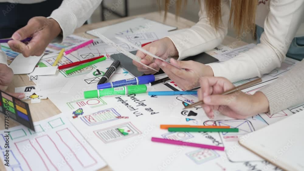 UI Ux designer brainstorming mobile app layout design on creative ...