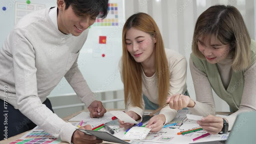 UI Ux designer brainstorming mobile app layout design on creative ...