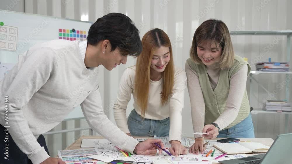 UI Ux designer brainstorming mobile app layout design on creative ...