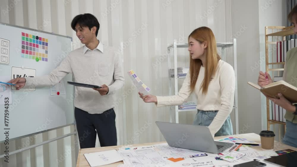 UI Ux designer brainstorming mobile app layout design on creative ...