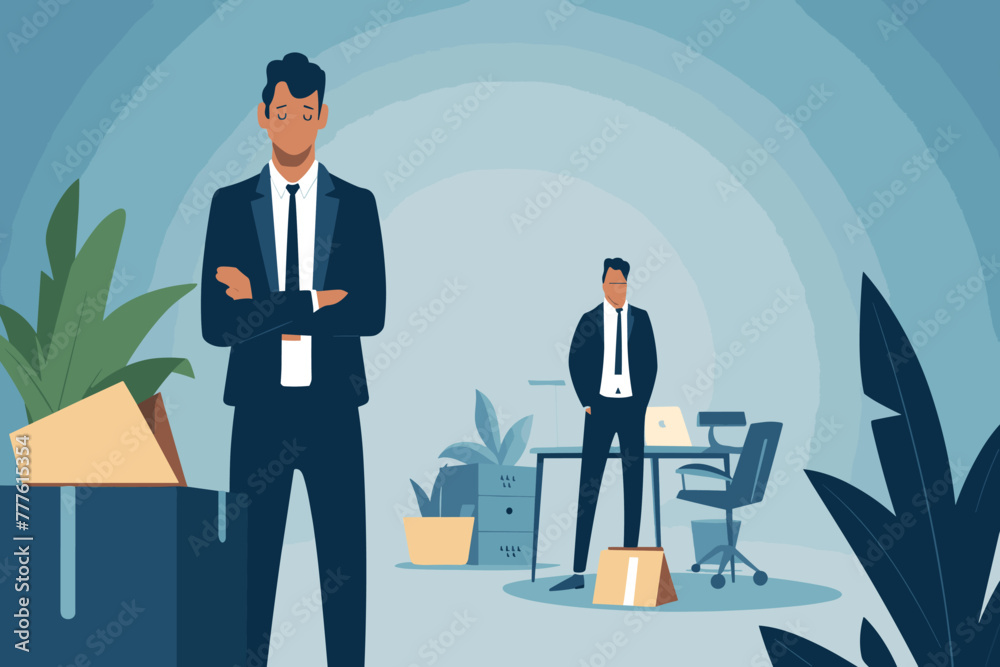 Vecteur Stock Sad businessman experiencing workplace bullying and toxic ...