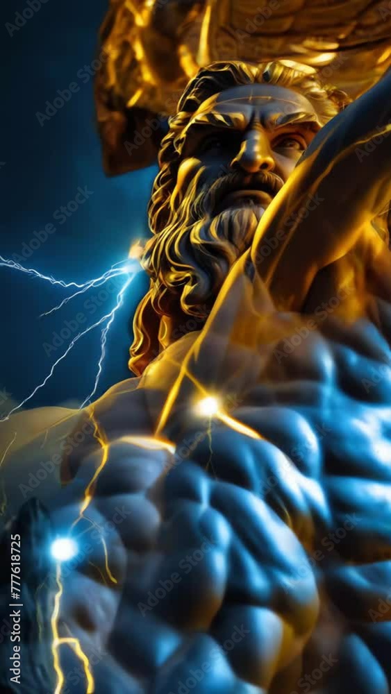 Vidéo Stock the epic Greek god Zeus throwing sparkling lighting strikes ...